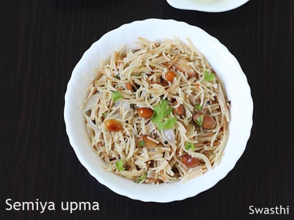 Semiya Upma Recipe | Vermicelli Upma - Swasthi's Recipes