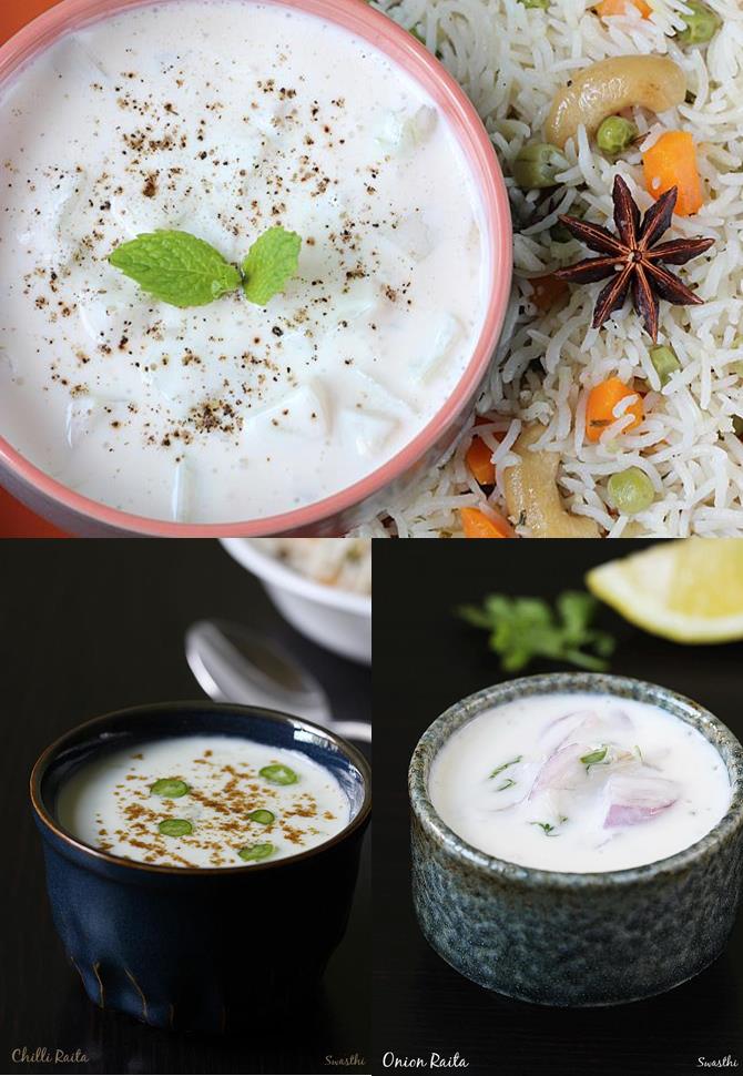 Raita recipes | 15 raita varieties for biryani, pulao, kebabs