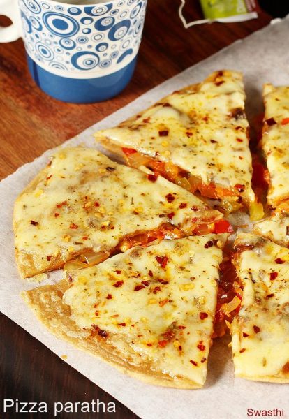 Pizza Paratha (Roti Pizza, Chapati Pizza) - Swasthi's Recipes