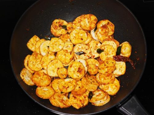 Vazhakkai Fry (Poriyal) - Swasthi's Recipes