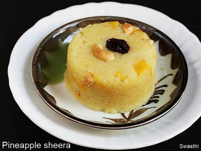 Pineapple kesari (Pineapple sheera) - Swasthi's Recipes