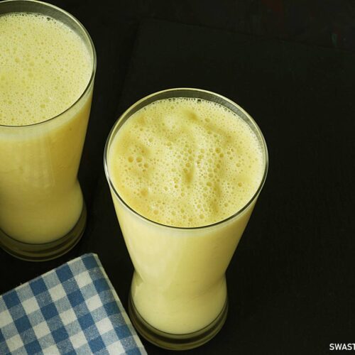 Pineapple Milkshake Recipe - Swasthi's Recipes