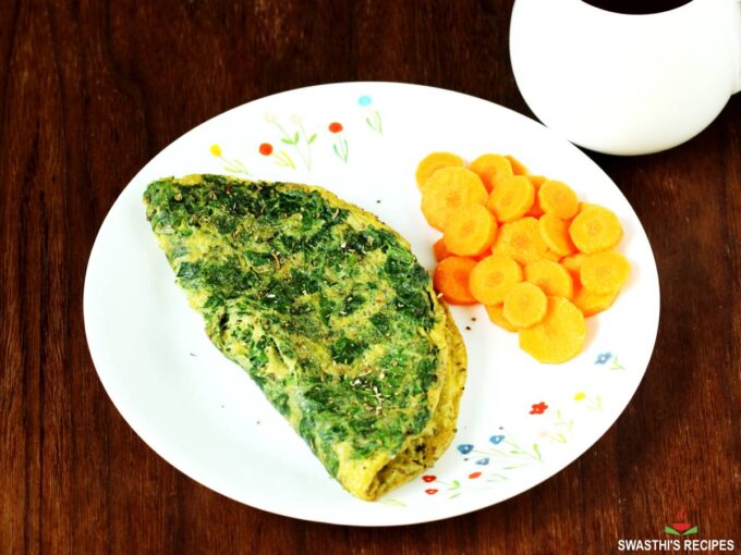 Spinach Omelette Recipe - Swasthi's Recipes