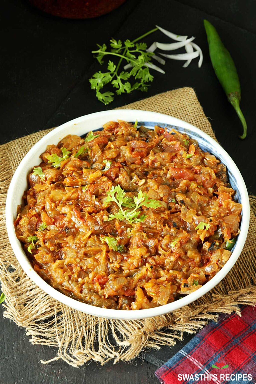 Baingan Bharta Recipe (Eggplant Bharta) - Swasthi's Recipes