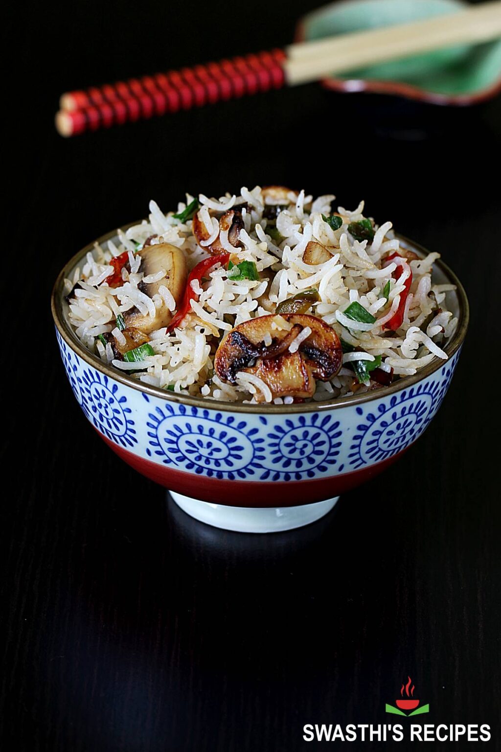 Mushroom Fried Rice (Chinese Mushroom Rice) By Swasthi's