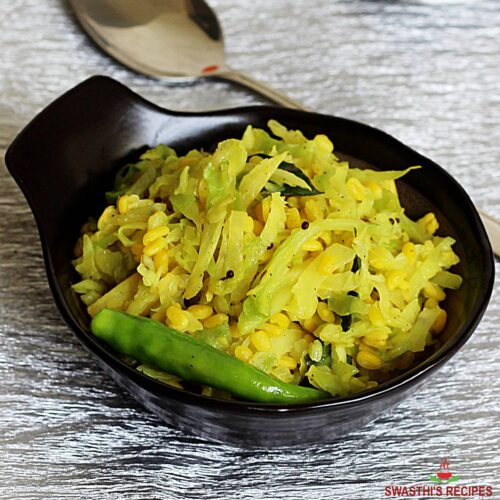 Cabbage Poriyal Recipe | Cabbage Vepudu - Swasthi's Recipes