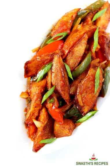 Chilli Potato Recipe | Chilli Aloo - Swasthi's Recipes
