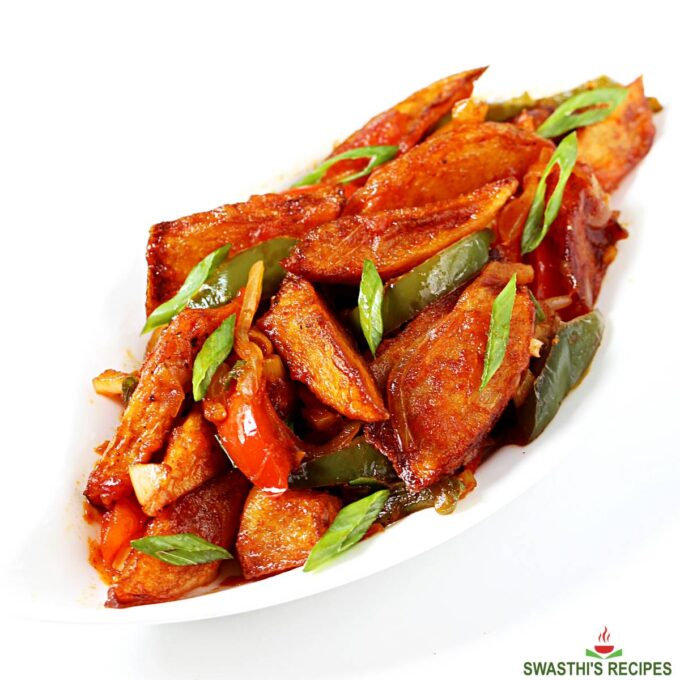 Chilli Potato Recipe (Chilli Aloo) - Swasthi's Recipes