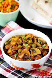 Matar Mushroom | Mutter Mushroom By Swasthi's Recipes