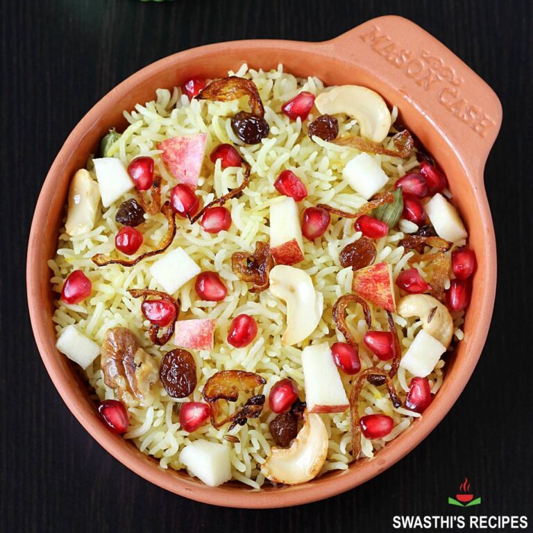 Kashmiri Pulao (Fruit & Nut Pilaf) - Swasthi's Recipes