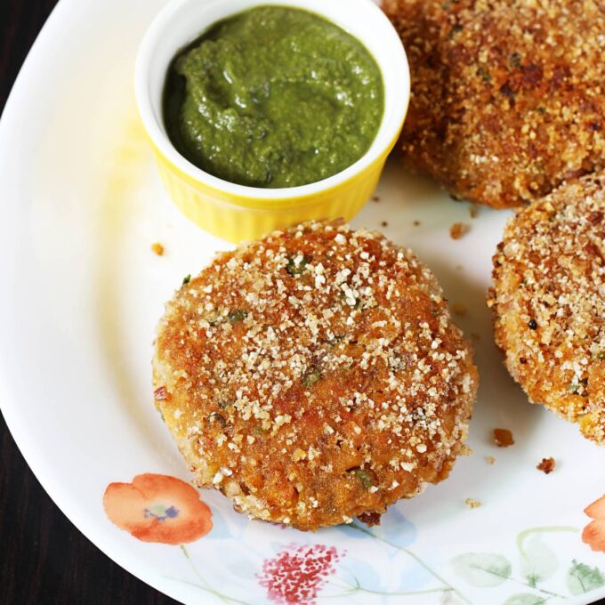 Soya Burger with Soya Granules Cutlet - Swasthi's Recipes