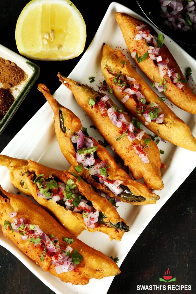 Mirchi Bajji Recipe | Mirapakaya Bajji - Swasthi's Recipes