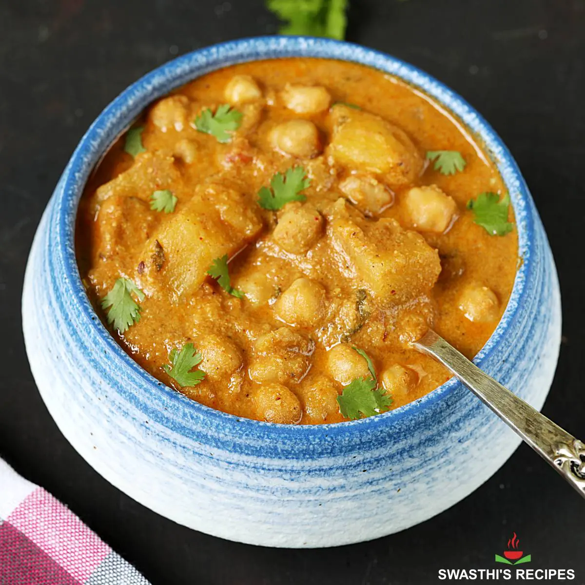 Aloo Chana (Kurma Style Chickpea Potato Curry) - Swasthi's Recipes