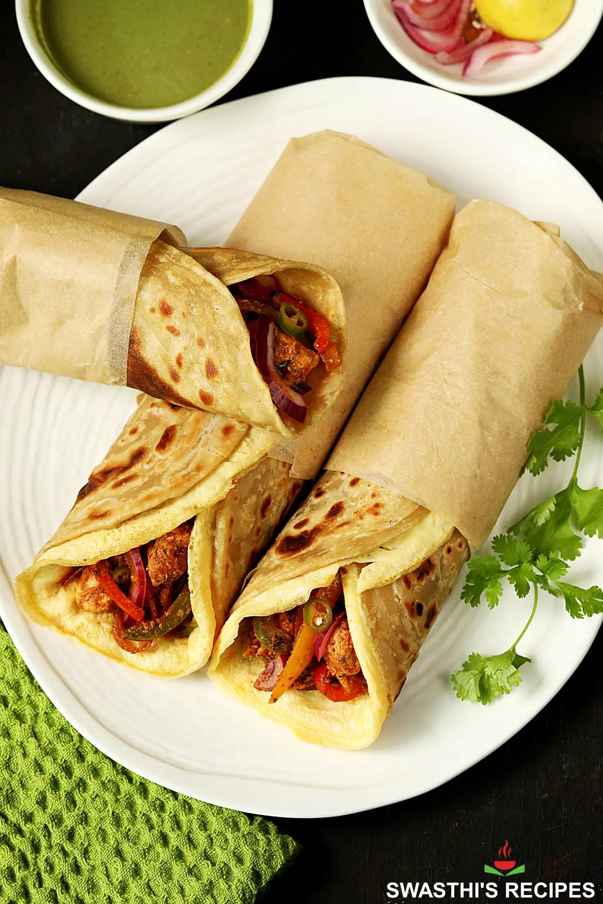 Chicken Kathi Roll (Chicken Frankie) - Swasthi's Recipes