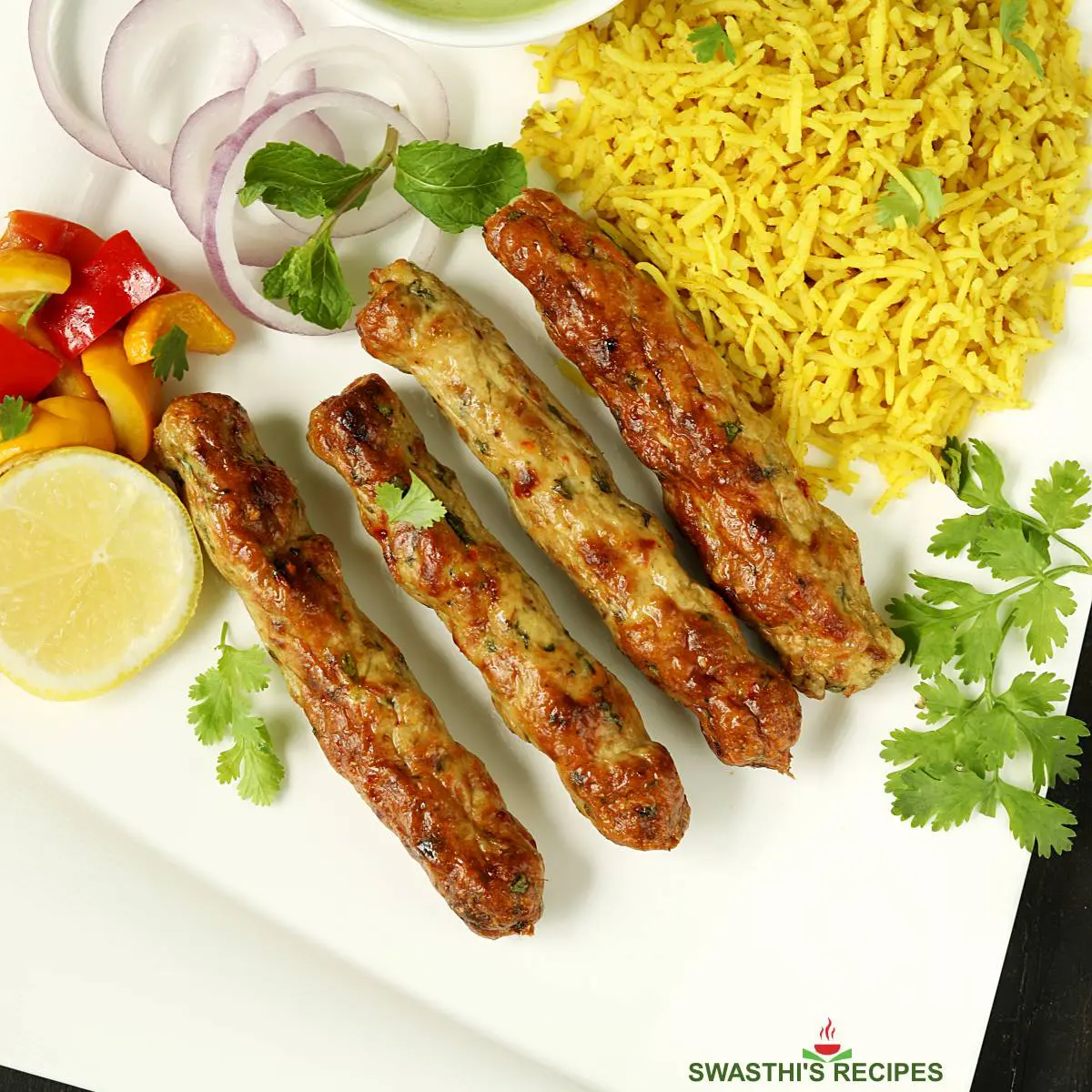 Chicken Seekh Kabab Recipe - Swasthi's Recipes