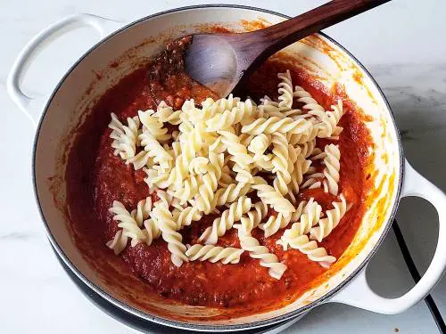 Red Sauce Pasta (Red Pasta Recipe) - Swasthi's Recipes