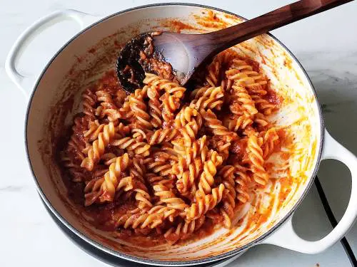 Red Sauce Pasta (Red Pasta Recipe) - Swasthi's Recipes