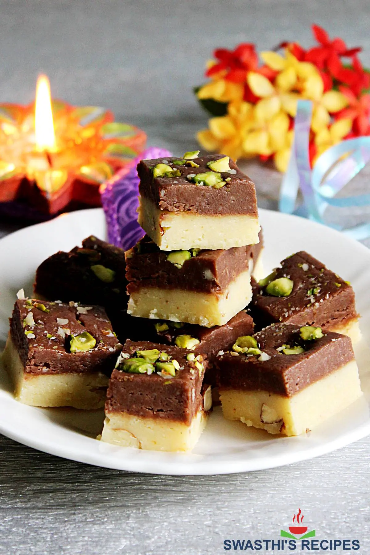 Chocolate Burfi Recipe (Barfi) - Swasthi's Recipes