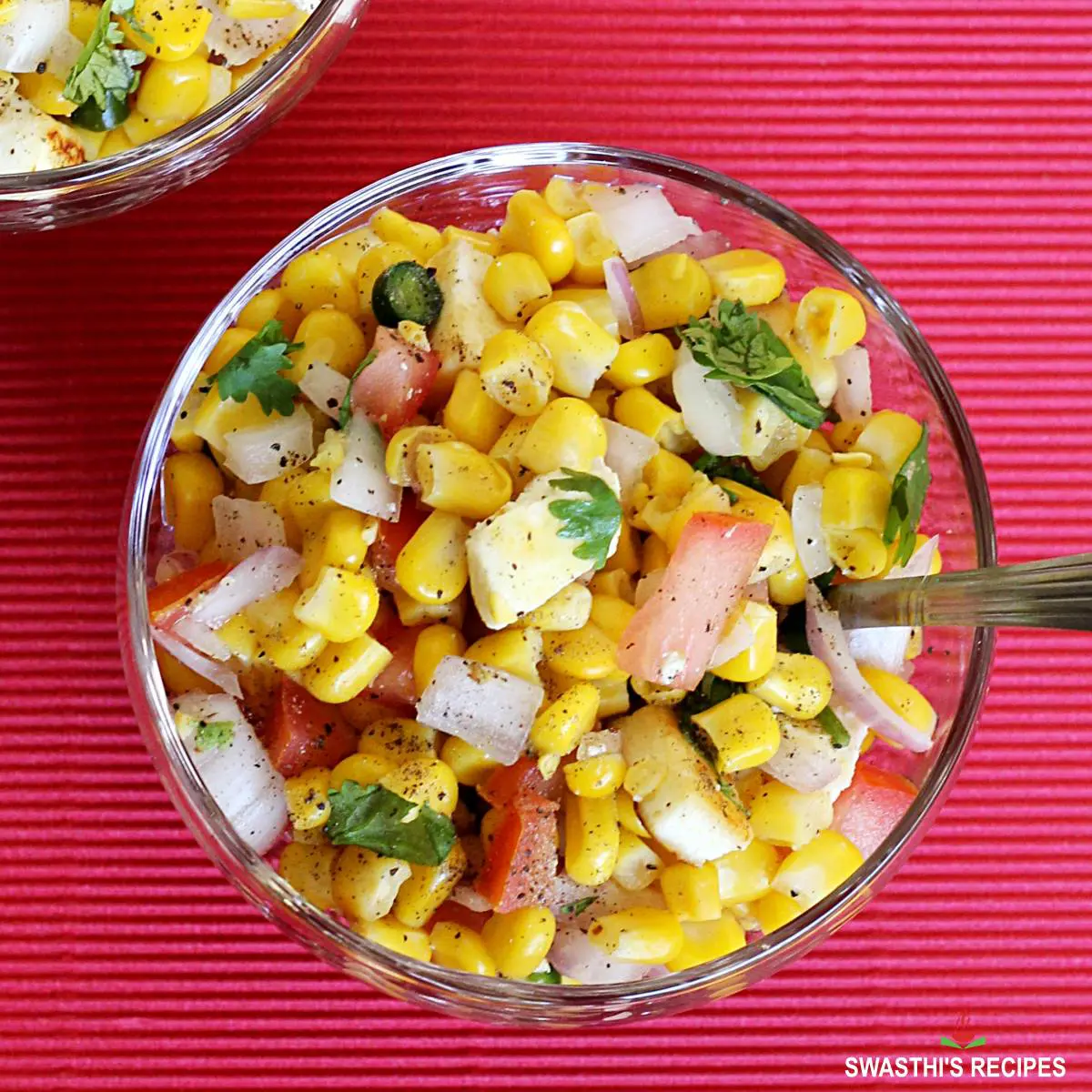 Corn Chaat (Indian Corn Snack) - Swasthi's Recipes