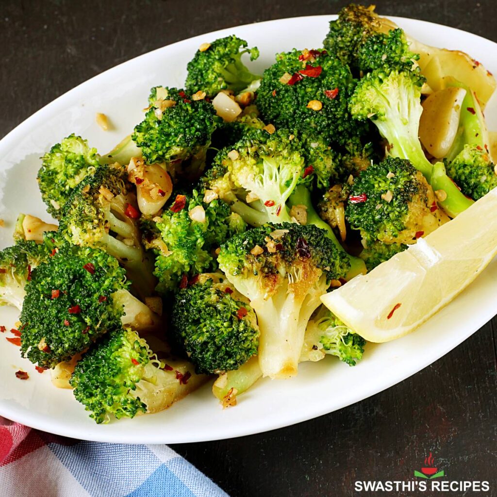 Garlic Broccoli Recipe - Swasthi's Recipes